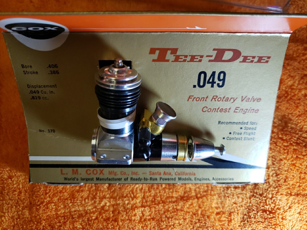 Cox .049 - COX engine - COX TEE-DEE .049 Front Rotary Valve Rare - NIB ...