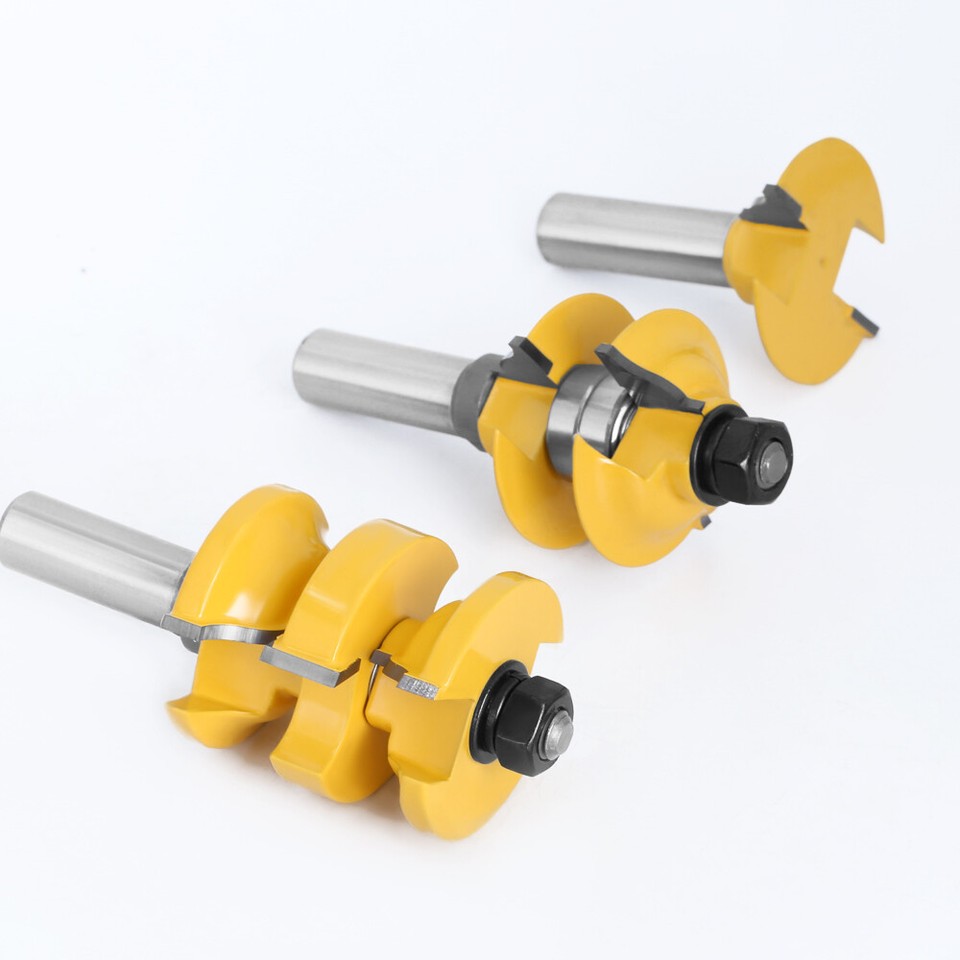 3PCS 1/2" Shank Entry Interior Tenon Door Router Bit Set Woodworking ...