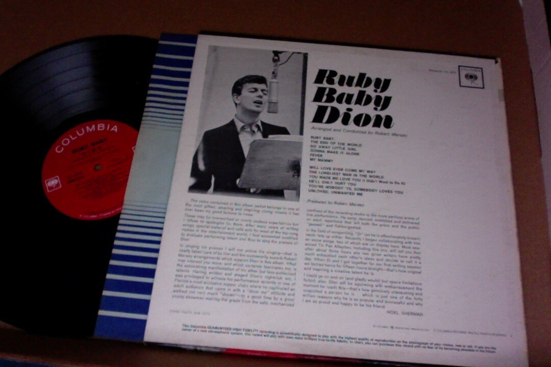 EX/MINT- 1963 Lp album Dion DiMucci Dion & the Belmonts Ruby Baby ...