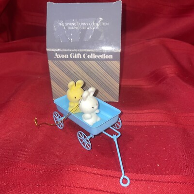 Avon Spring Bunny Collection-Bunnies in a Wagon with Box | eBay