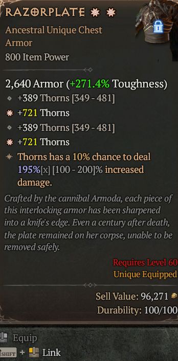Diablo 4 S11 Season 11 Razorplate 2GA special affix high roll 195% | eBay