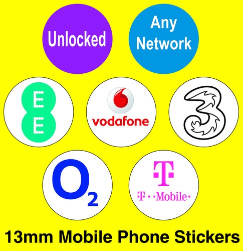 Mobile Phone Network Stickers - EE / Vodafone / T-Mobile / O2 / 3 ...
