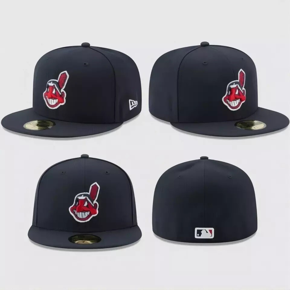 New Era MLB Cleveland Indians Navy Team Chief Wahoo Authentic 59FIFTY ...