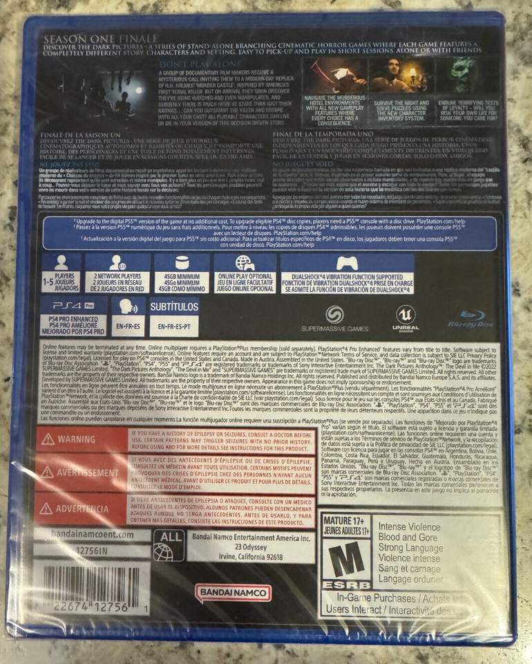 The Devil in Me PS4 Brand New Factory Sealed The Dark Pictures ...