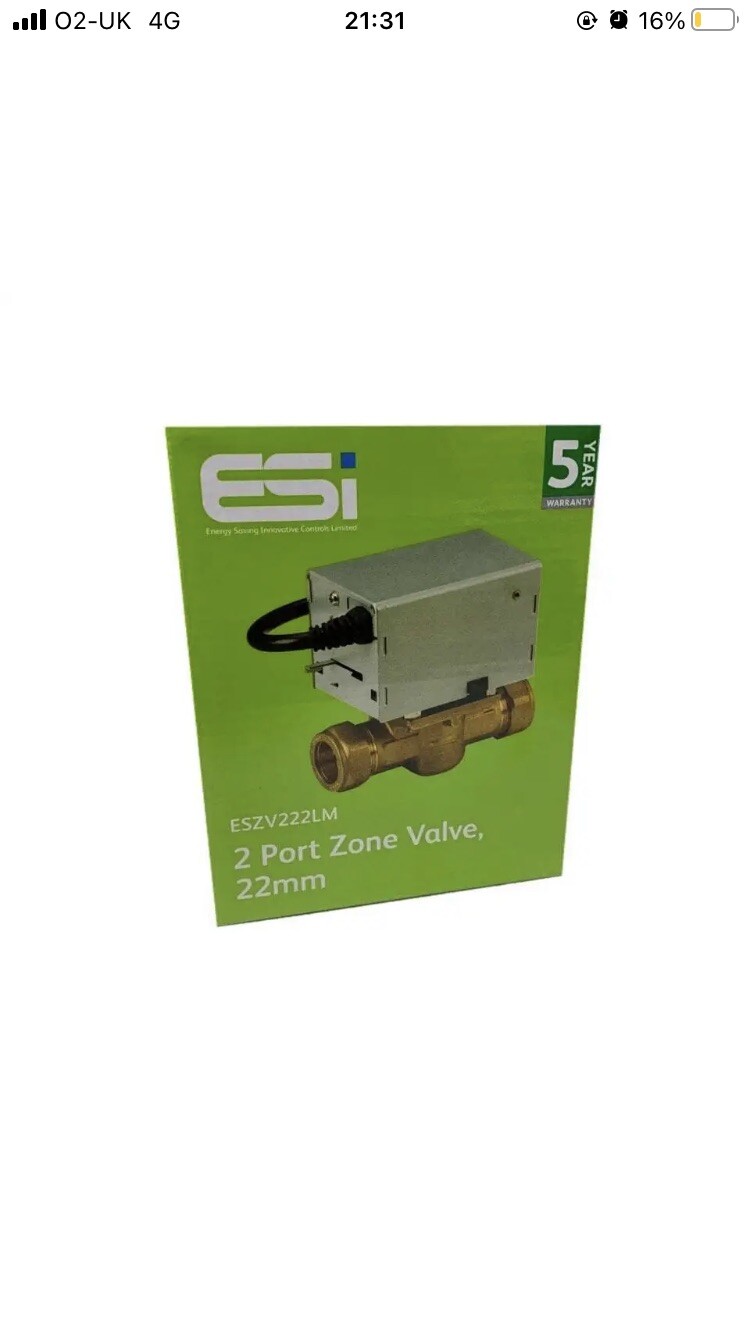 ESI 22mm 2 Port Motorised Zone Valve Pre-Plumbed ESZV222PM for sale ...