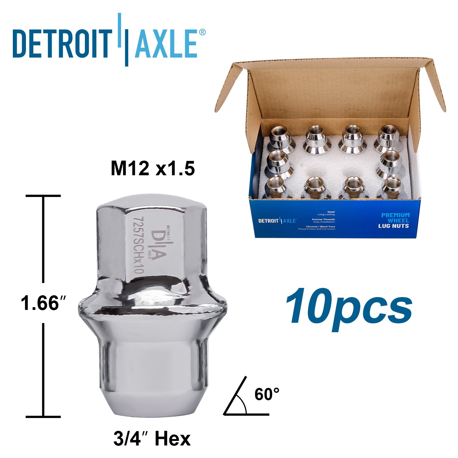 20pc Chrome 12x1.5 Wheel Lug Nuts for VW Routan Chrysler Town & Country ...