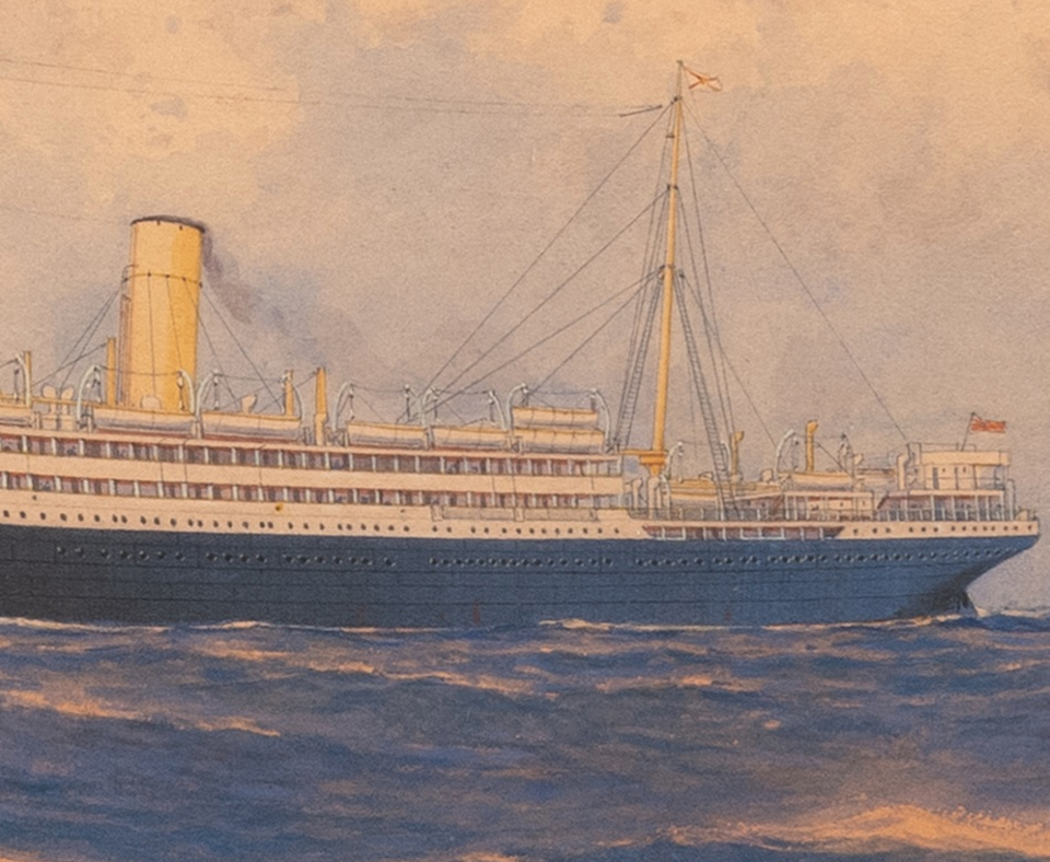 A.E. Morris Original Watercolour Gouache Painting SS Orbita Ship ...