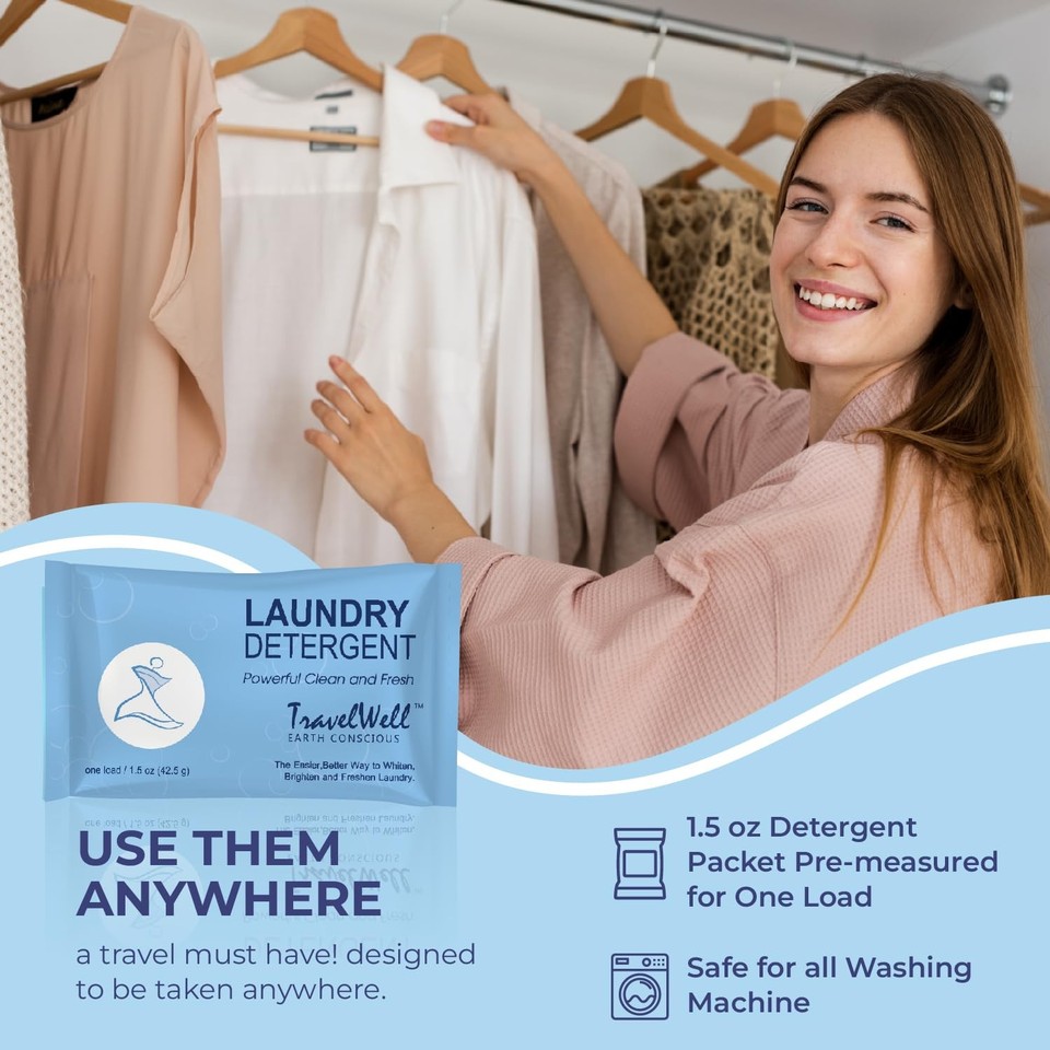 Travel Laundry Detergent Powder Bulk - Individually Wrapped Multi Pack ...
