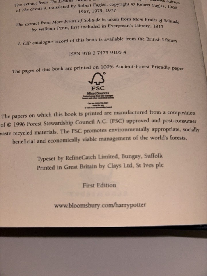 *RARE MISPRINT* FIRST EDITION Harry Potter and the Deathly Hallows ...