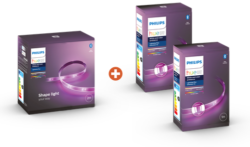Philips Hue Lightstrip Plus V4 2m Basis + 2x1m Erweiterung White & Col ...