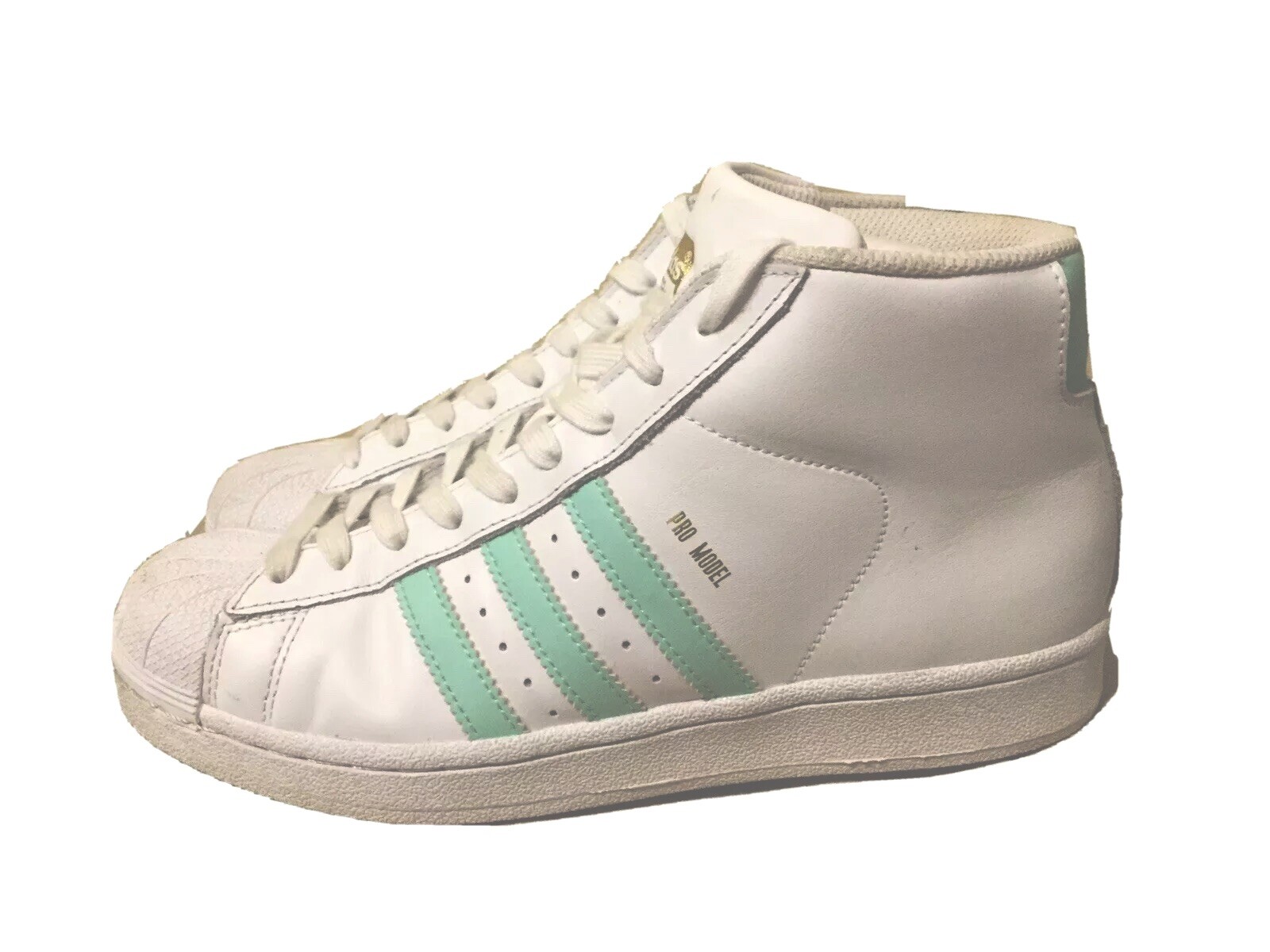 Adidas Pro Model White and Mint Green Shell Toe High Top Size Women 6 ...