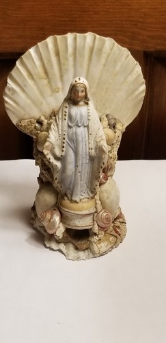Antique Nautical Sea Shell Folk Art German Bisque Religious Mary W ...