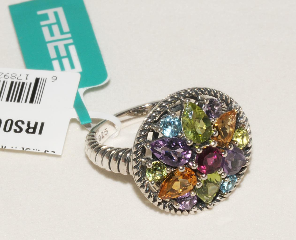 EFFY ~ Multi Stone Colorful - Floral Ring - Sterling Silver 925 - sz 7 ...
