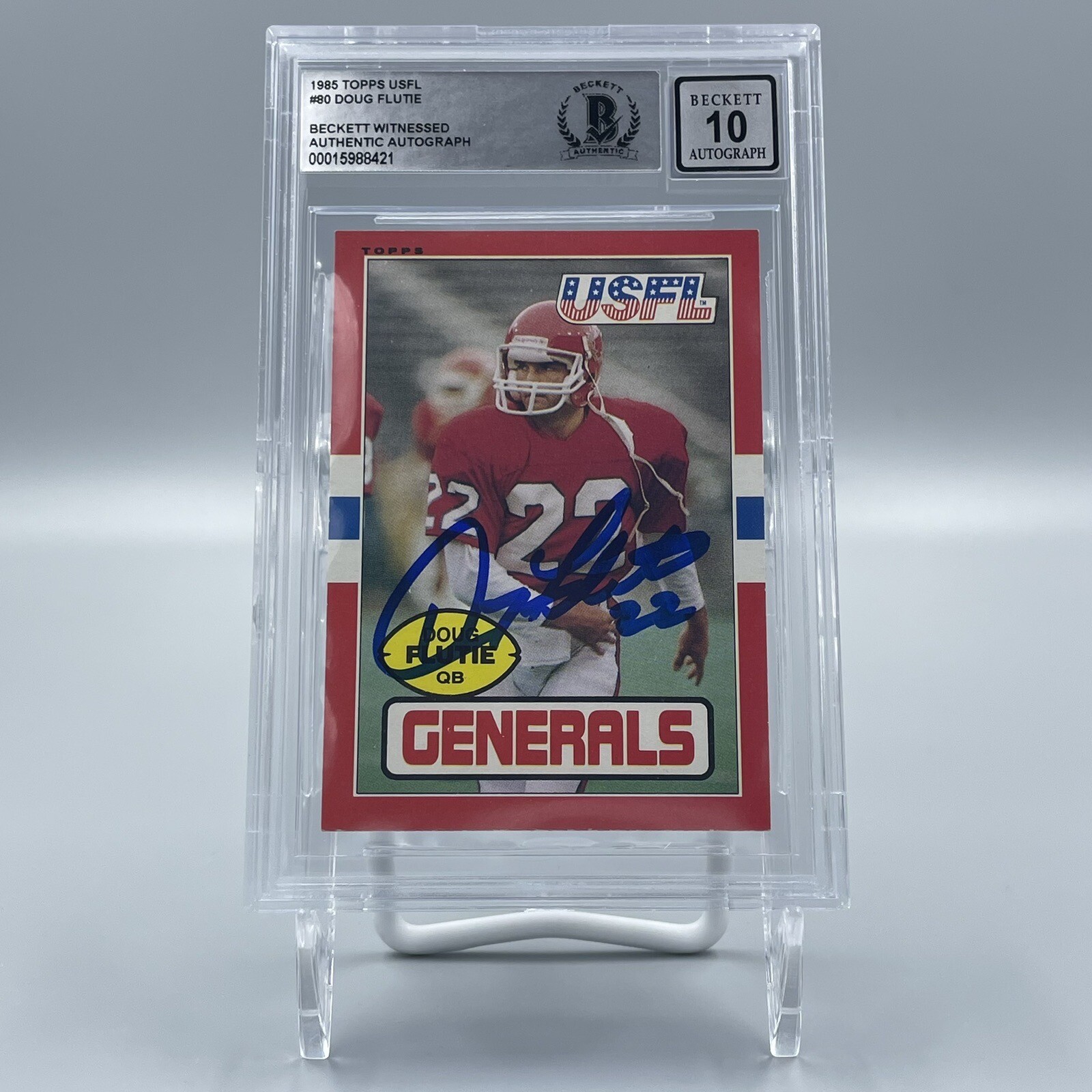 Doug Flutie Signed Autographed 1985 Topps USFL #80 Card RC Beckett BAS ...