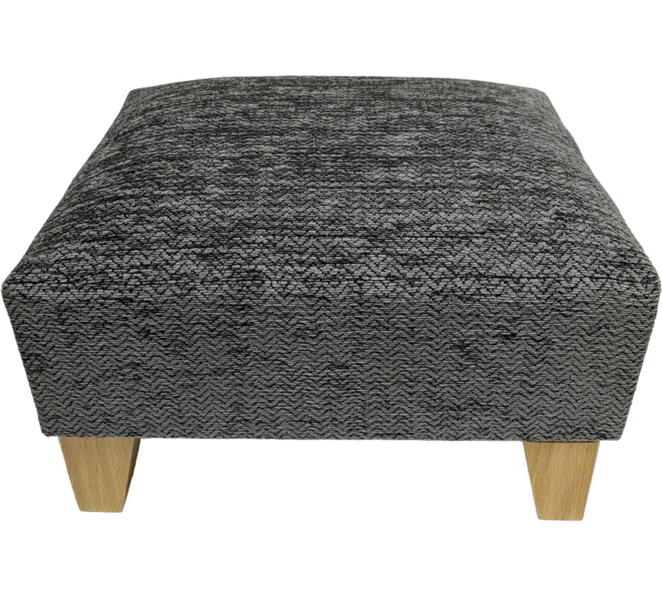 Footstool / Pouffe / Small Stool / Ottoman / Dark Grey Herringbone ...