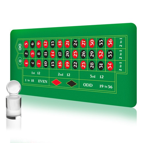 Poen 70 x 35 Inch Casino Roulette Tabletop Layout Mat with Win Marker ...