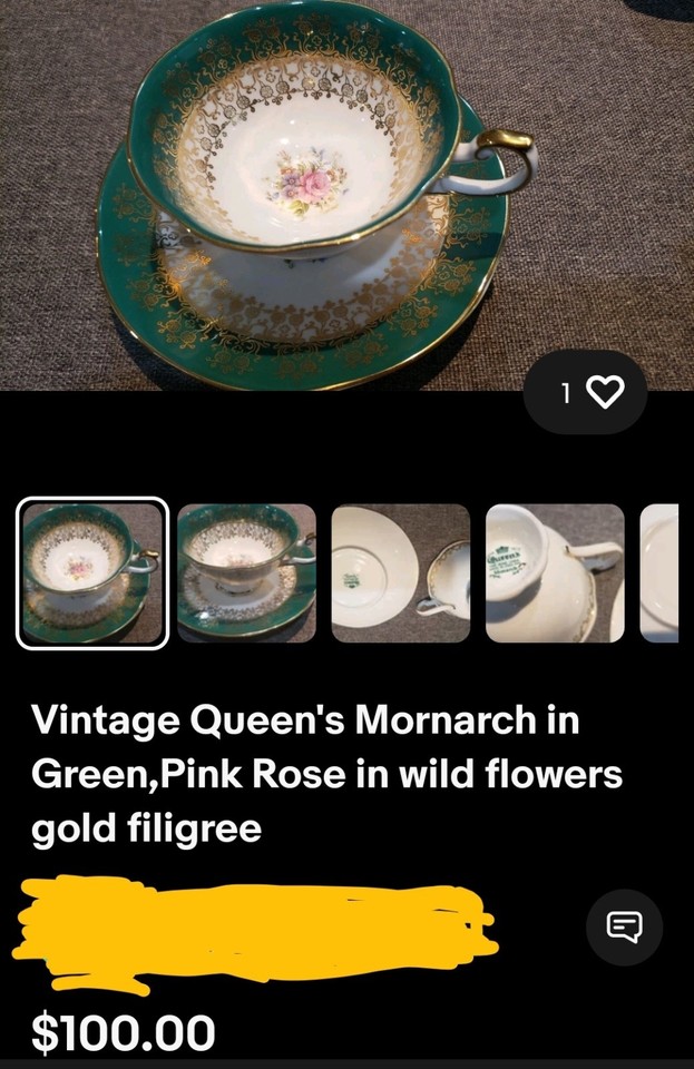 Queen's Monarch Teacup & Saucer Vibrant Green W/ Gold Gilding & A ...