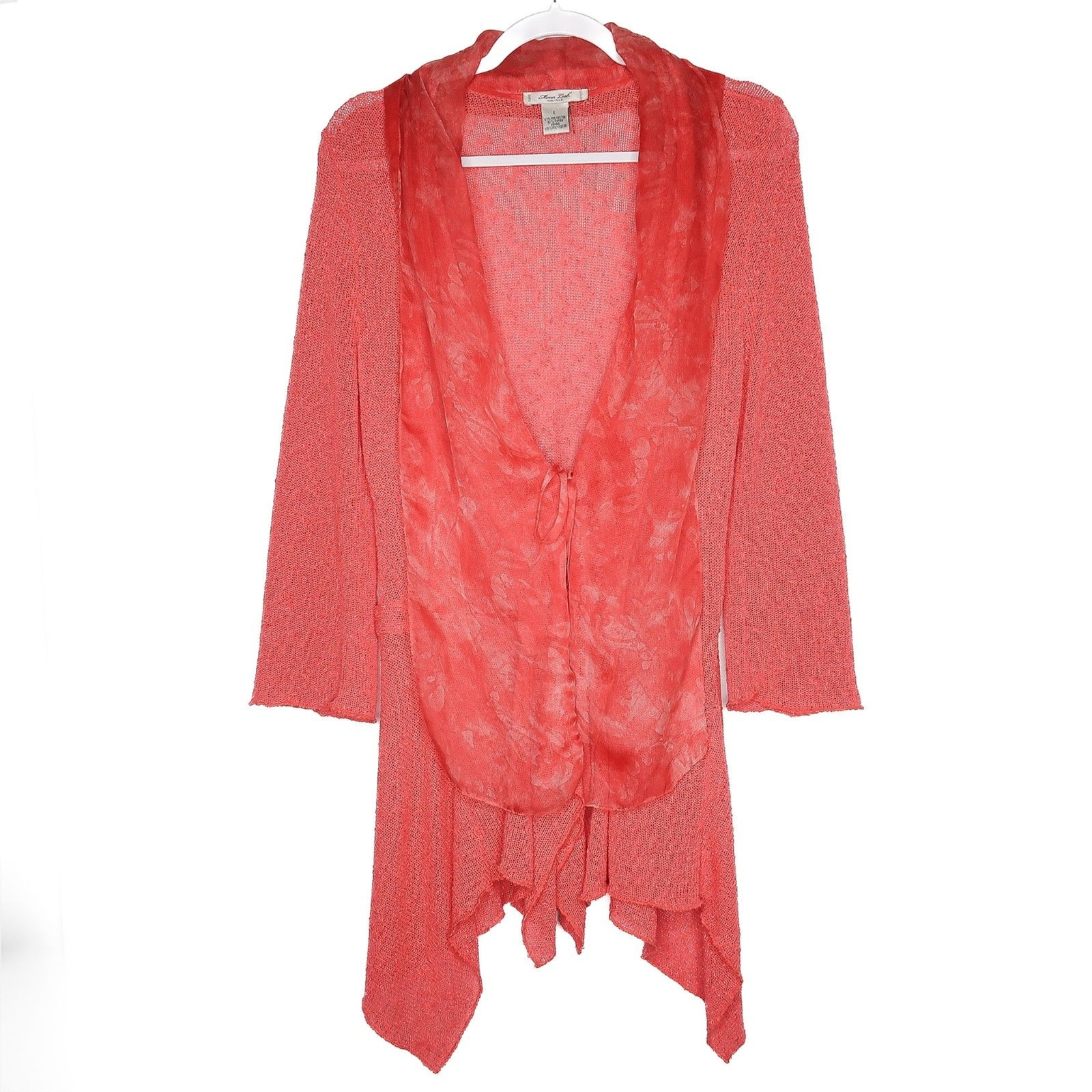 Mona Leah Couture Open Knit Cardigan Size Large Coral… - Gem
