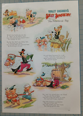Walt Disney Silly Symphony Magazine Page The Practical Pig 1938 Color ...