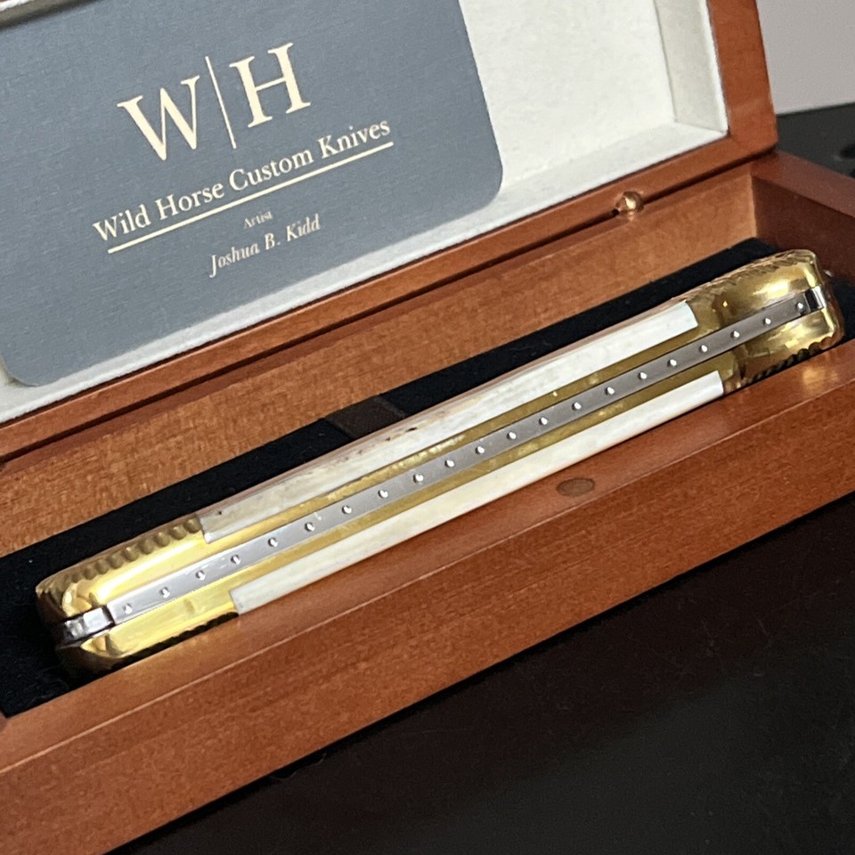 BUCK 110 Folding Hunter Camel Bone Scrimshaw Ward Bros Engraved By J ...