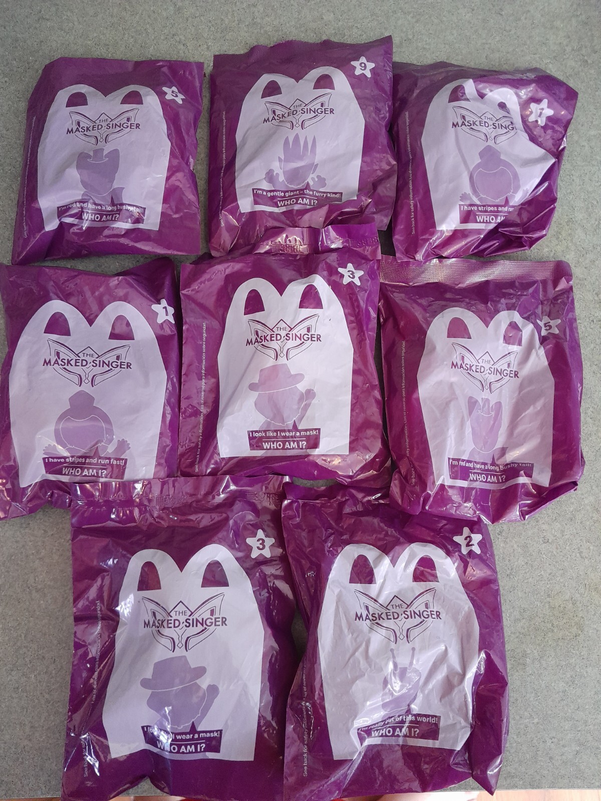 LOT OF 8 MASKED SINGER MYSTERY PACK PLUSH McDonalds HAPPY MEAL TOY ...