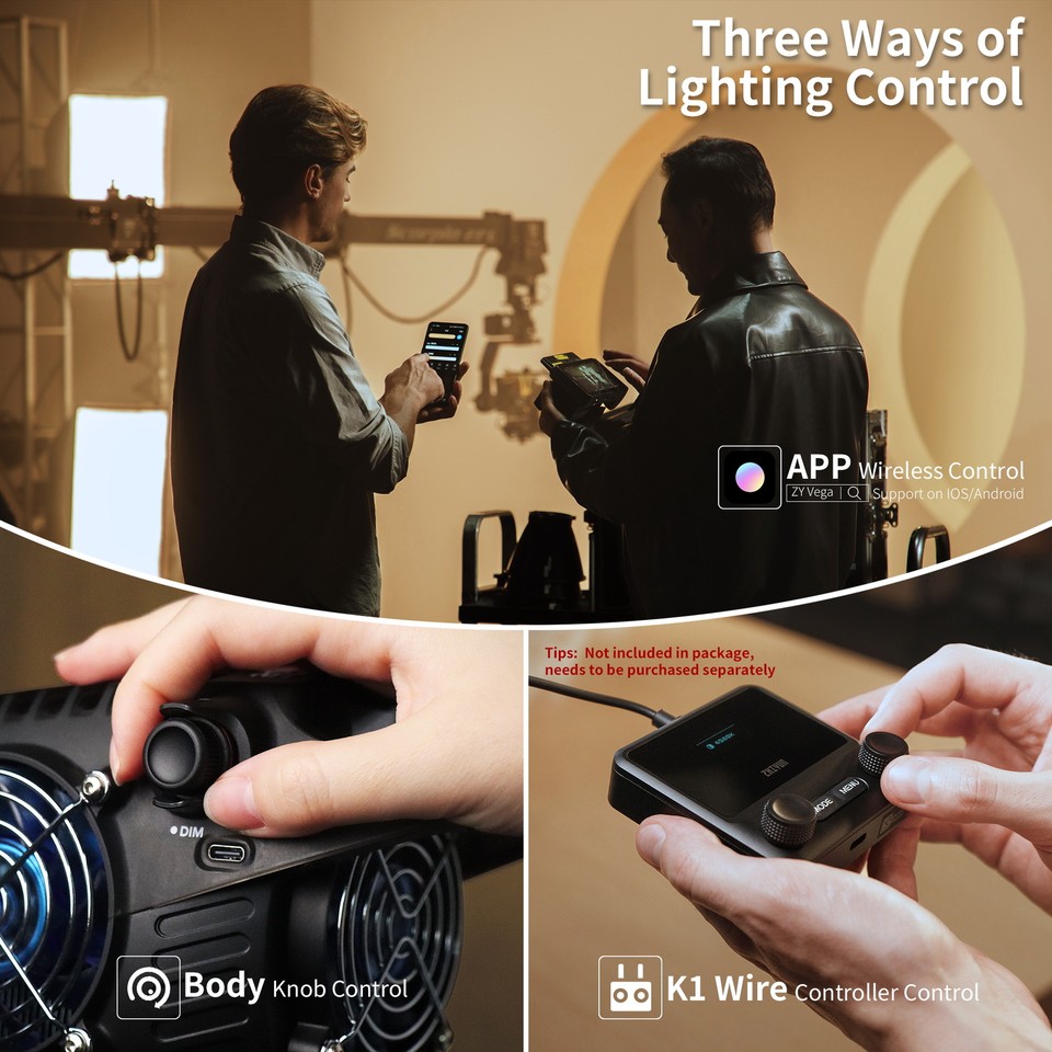 ZHIYUN Molus B200 200W Video Light COB Bi-Color LED Video Light w ...