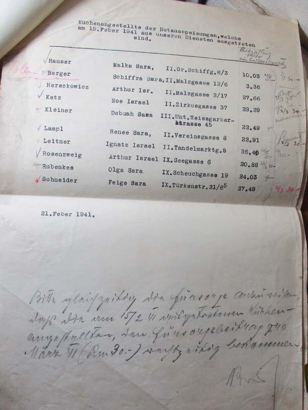RARE 1941 HAND WRITTEN HOLOCAUST LISTS OLDER JEWISH KITCHEN WORKERS ...