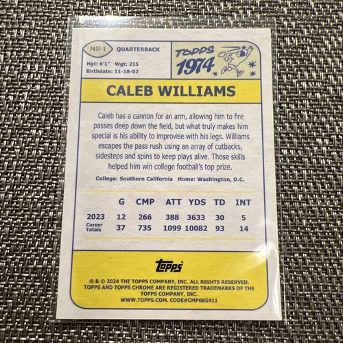 2024 Topps Chrome Caleb Williams Retro RC | eBay
