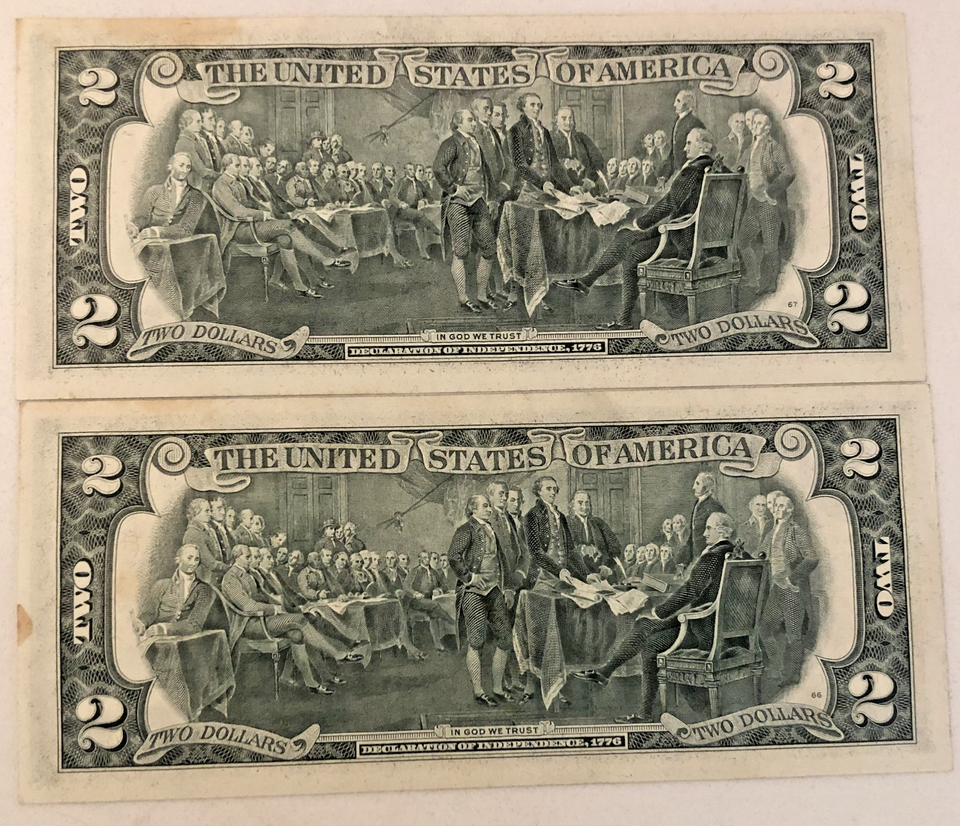 1976 (2) Consecutive Serial Numbers $2 Dollar bill Series F Lot 1 | eBay