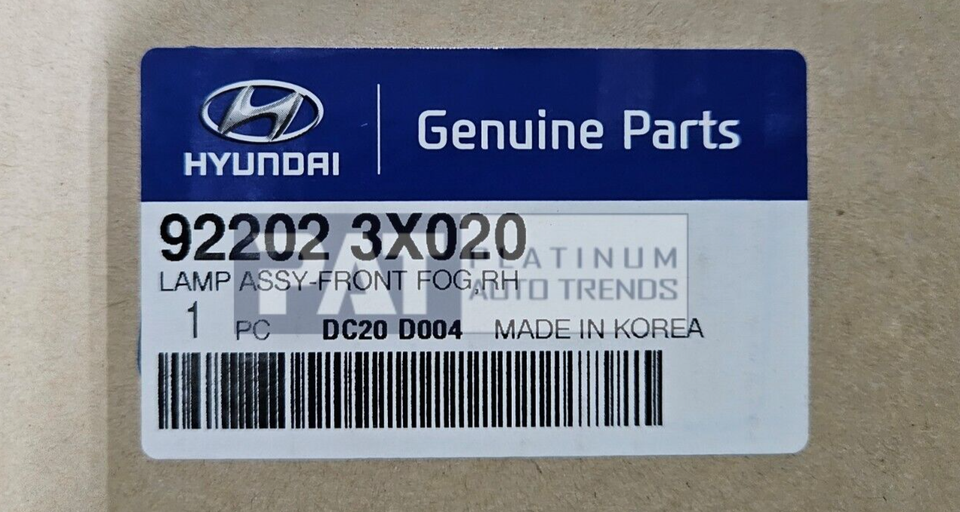 GENUINE HYUNDAI ELANTRA SEDAN 11-13 FOG LAMP ASSY KR BLT RH SIDE, 92202 ...