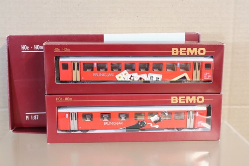 BEMO 3478 400 HOm GAUGE SBB CFF 2nd CLASS BAR & SERVICE WAGON COACH SET ...
