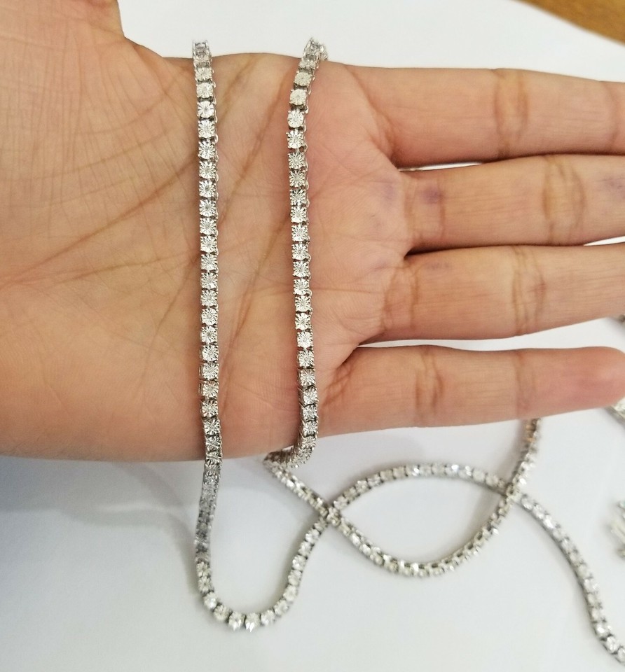 Real Diamond 24 Inch tennis necklace Chain | eBay