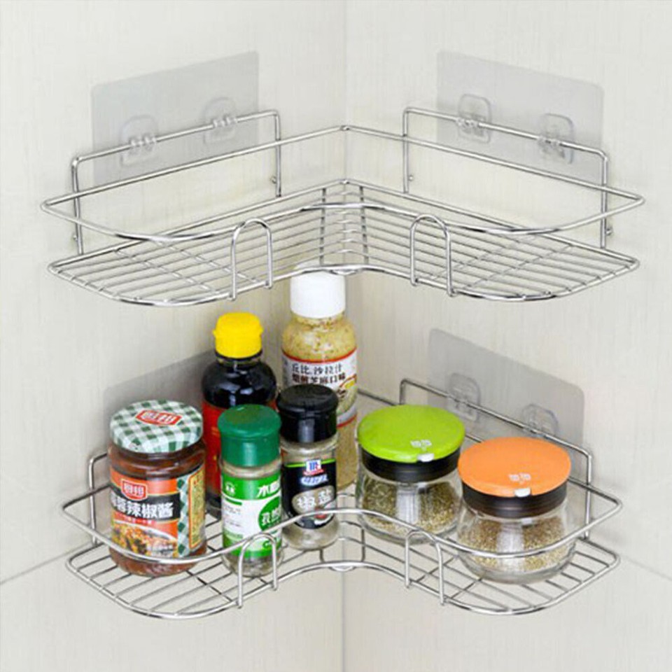 Waterproof Shelf Sticker Bathroom Kitchen Wall Shelf Rack Sticking ...