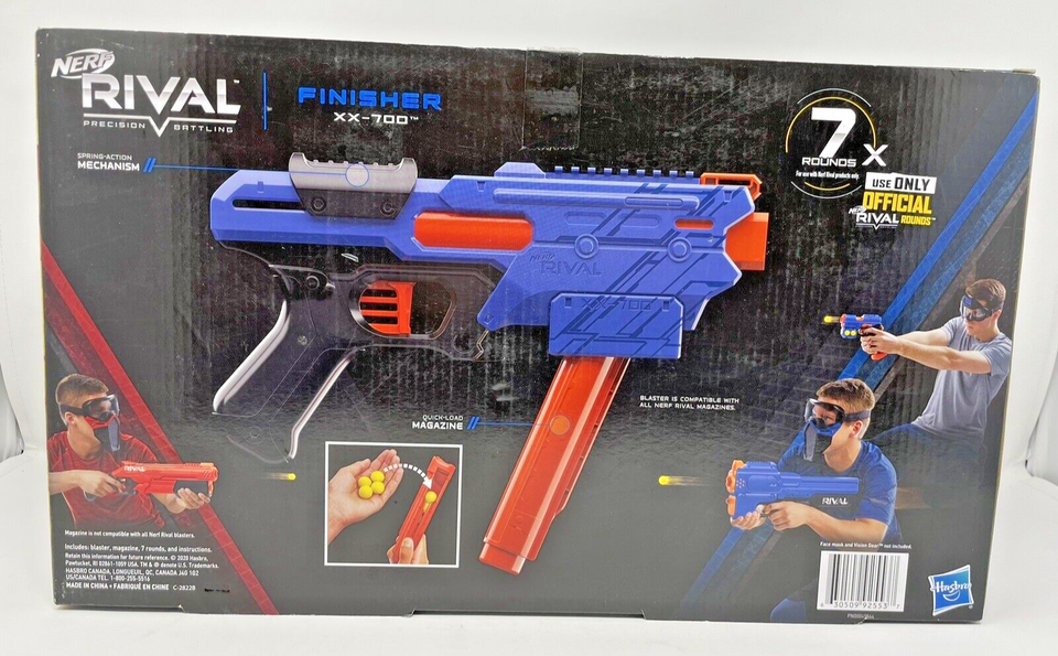 NERF Rival Finisher XX-700 Blaster w/ 7 Official Rival Rounds Team Blue ...