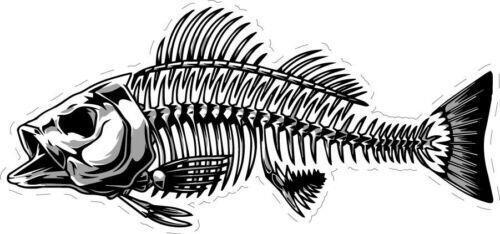 BASS SKELETON FISHING BONES VINYL STICKER DECAL | eBay