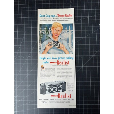 Vintage 1950s Stereo Realist Camera Print Ad - Doris Day | eBay