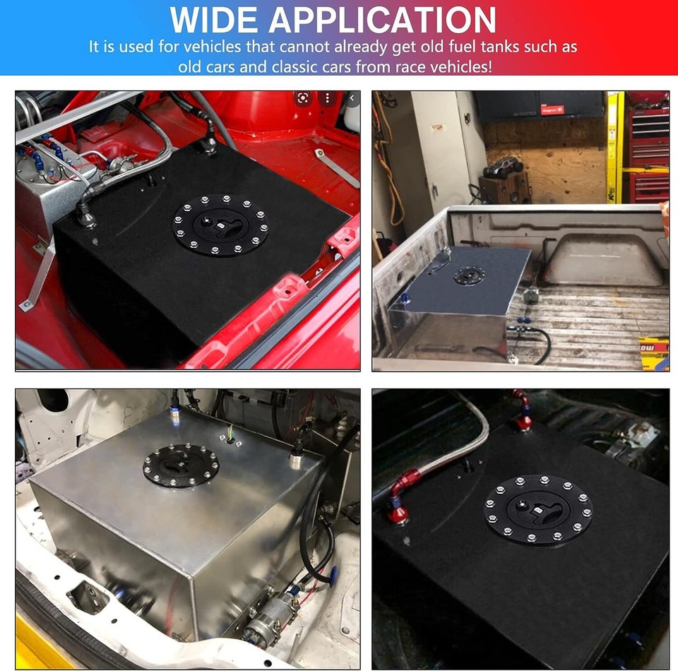 10 Gallon Aluminum Fuel Cell Gas Tank Kit+Cap+Level Sender+Nylon Fuel ...