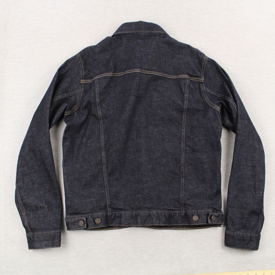 Gap Denim Jacket Mens Size Medium Dark Blue Button Up Cotton Spandex | eBay