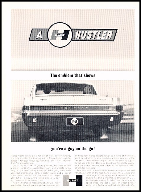 1965 Pontiac Hurst GTO Hustler Vintage Advertisement Print Art Car Ad ...