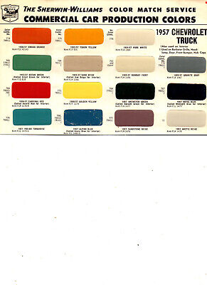 1952 1953 1954 1955 1956 1957 CHEVROLET TRUCKS PAINT CHIPS 57 SHERWIN ...