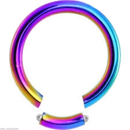 Segment Captive Lip Ring 14 Gauge 3/8" Titanium Tri-Color IP SET of 2 ...