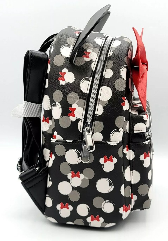 Loungefly Disney Minnie Mouse Mini Backpack White Heads Red Bow Bag ...