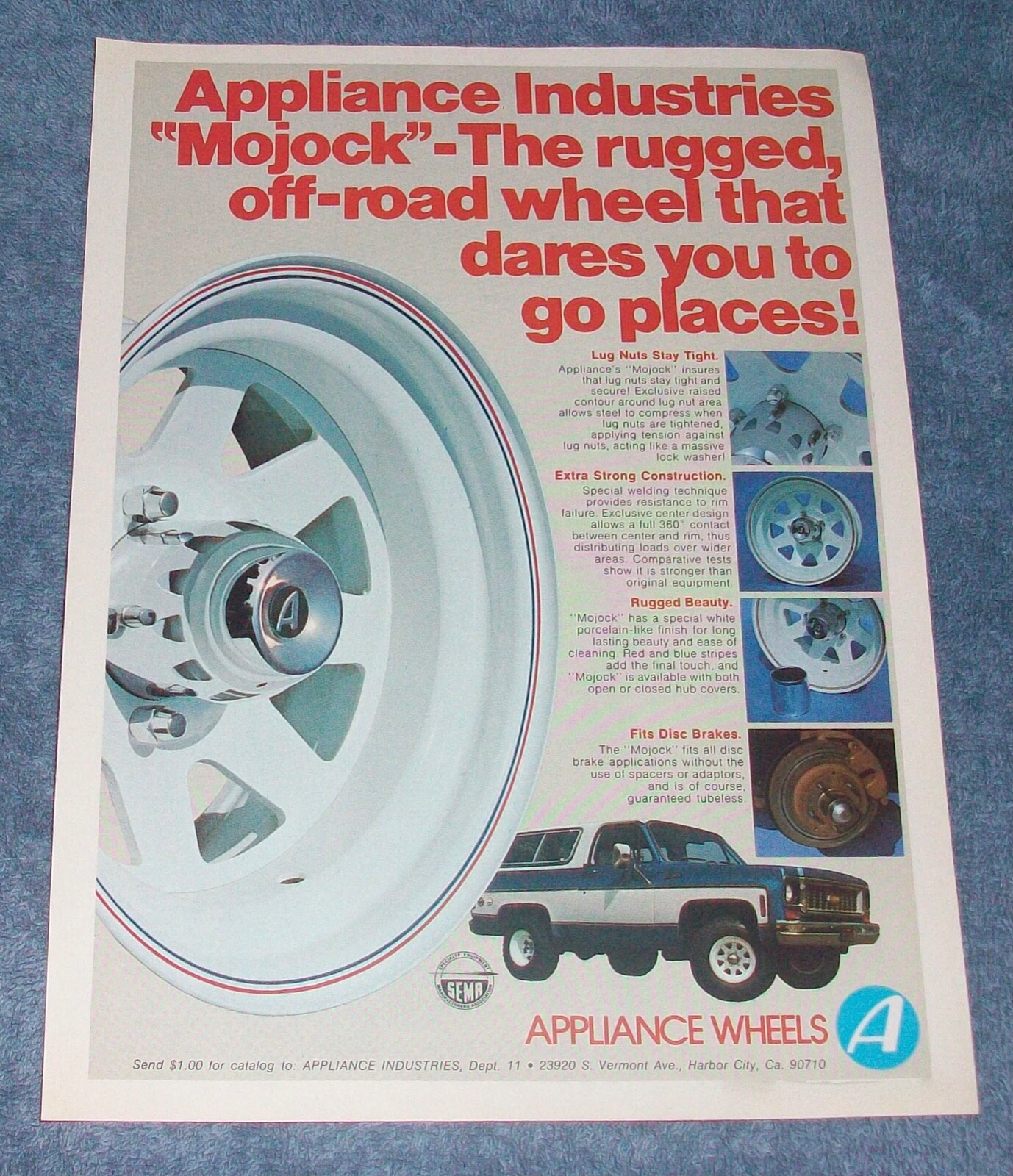 1975 Appliance Wheels Mojock Vintage Ad "...That Dares You To Go Places ...