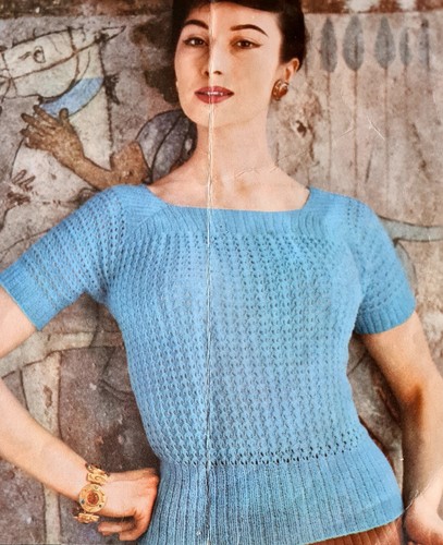 1950s Square Neck Eyelet Lace Deep Welt Summer 2 Ply Lister 675 ...