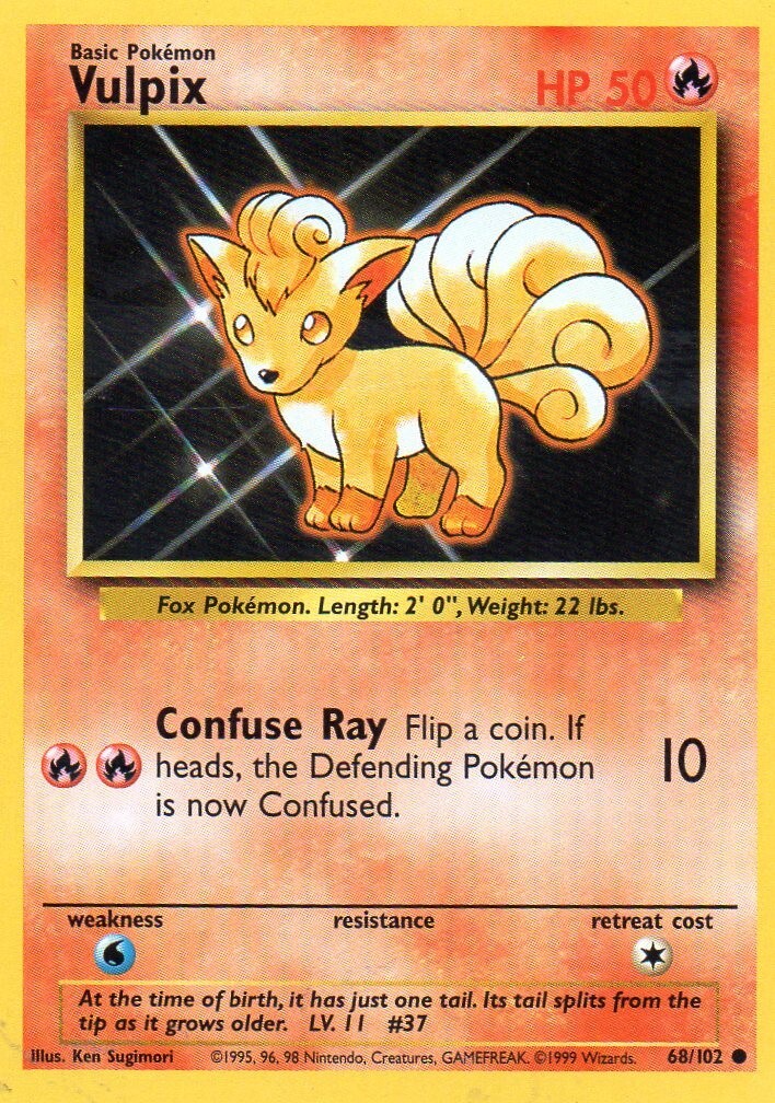 Pokémon Vulpix Card 68/102 Base Set TCG | eBay