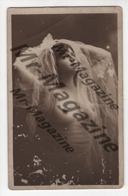 Vintage Risqué Sexy Cheesecake Pinup B&W 4"x5" Brunette French Postcard ...