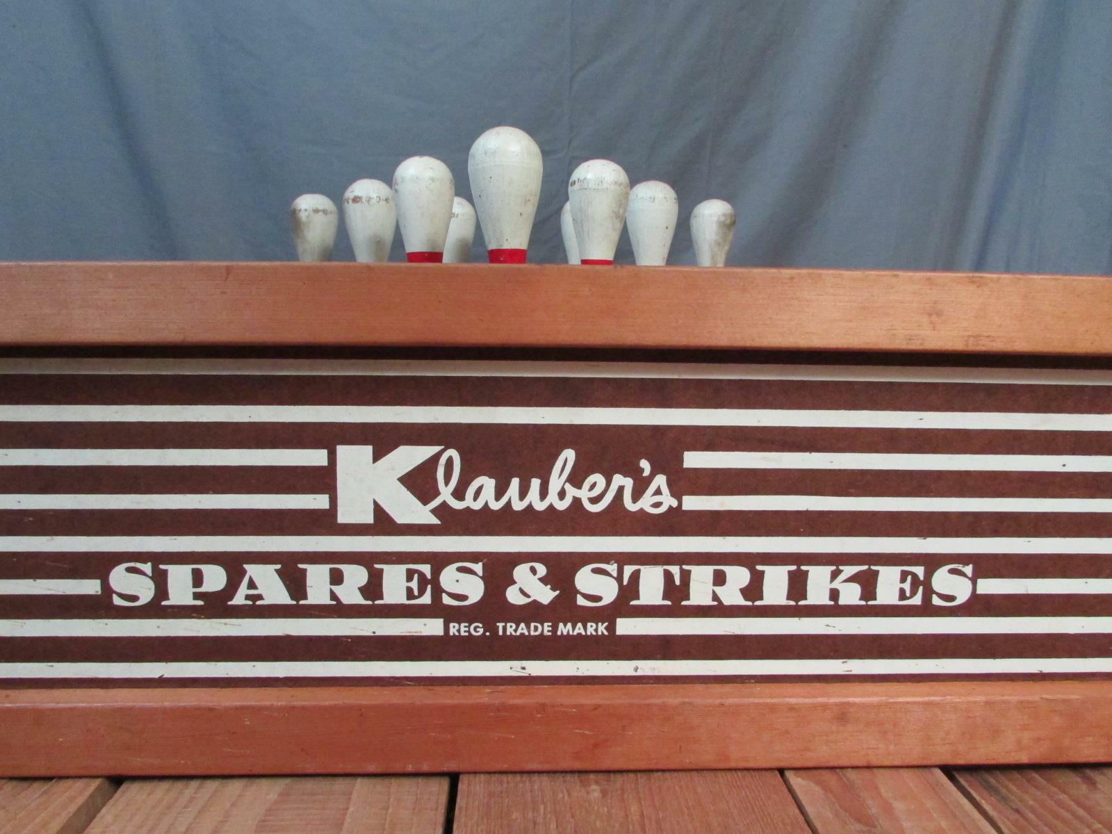 Vintage Antique Bowling Game Klaubers Spares & Strikes Wood Balls 10 ...
