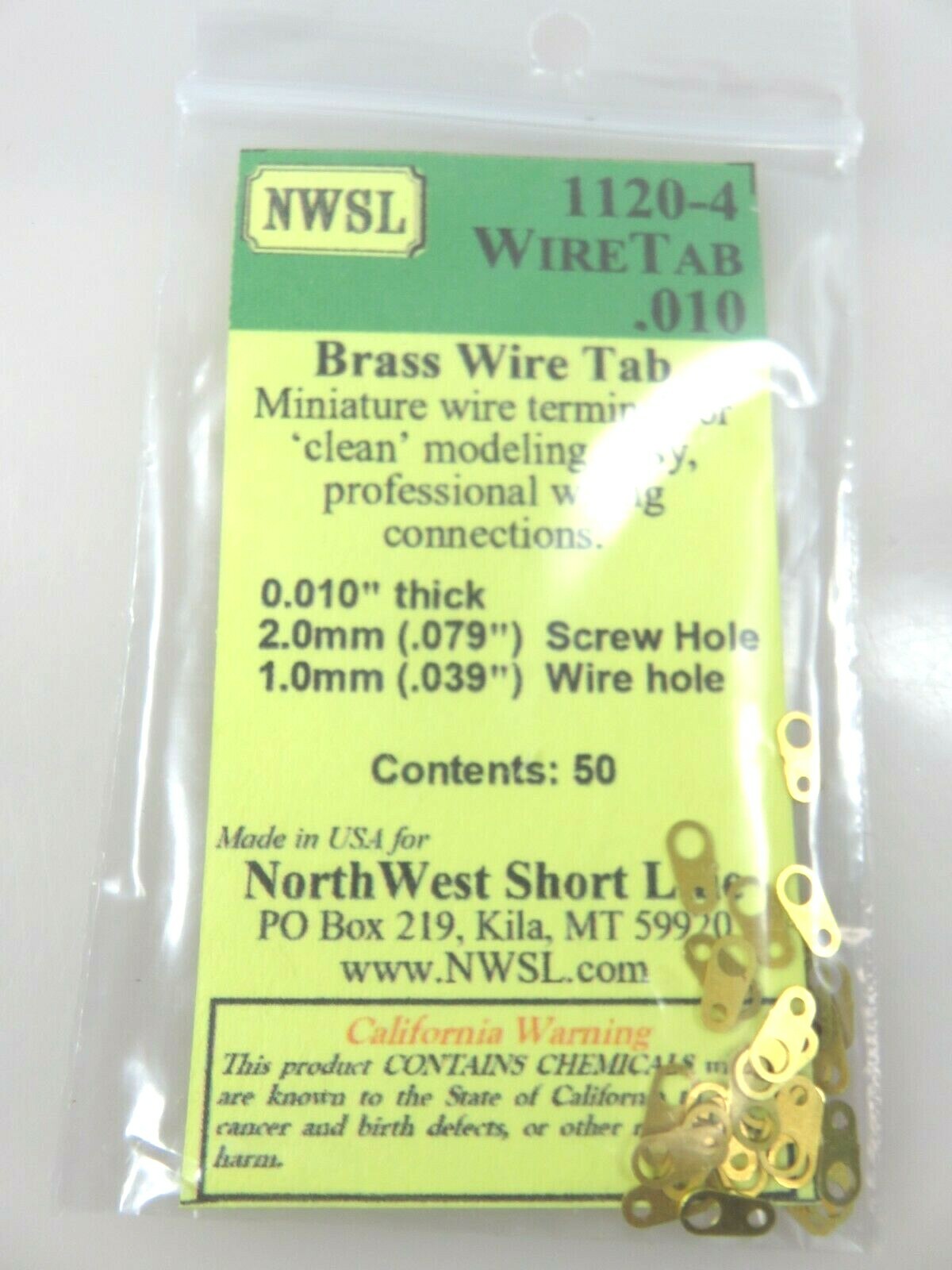 Northwest Short Line NWSL #1120-4 Brass Wire Tab Solder Tab 50 Pack | eBay