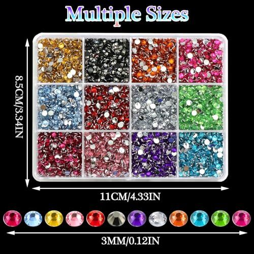Multicolor Resin Rhinestones Kits 3mm 12 Mixed Color Rhinestones 06 ...