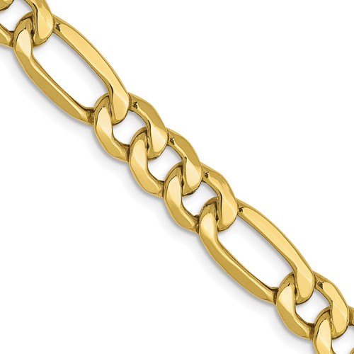 10K Yellow Gold 6.6mm Semi-Solid Figaro Chain Necklace 24" | eBay